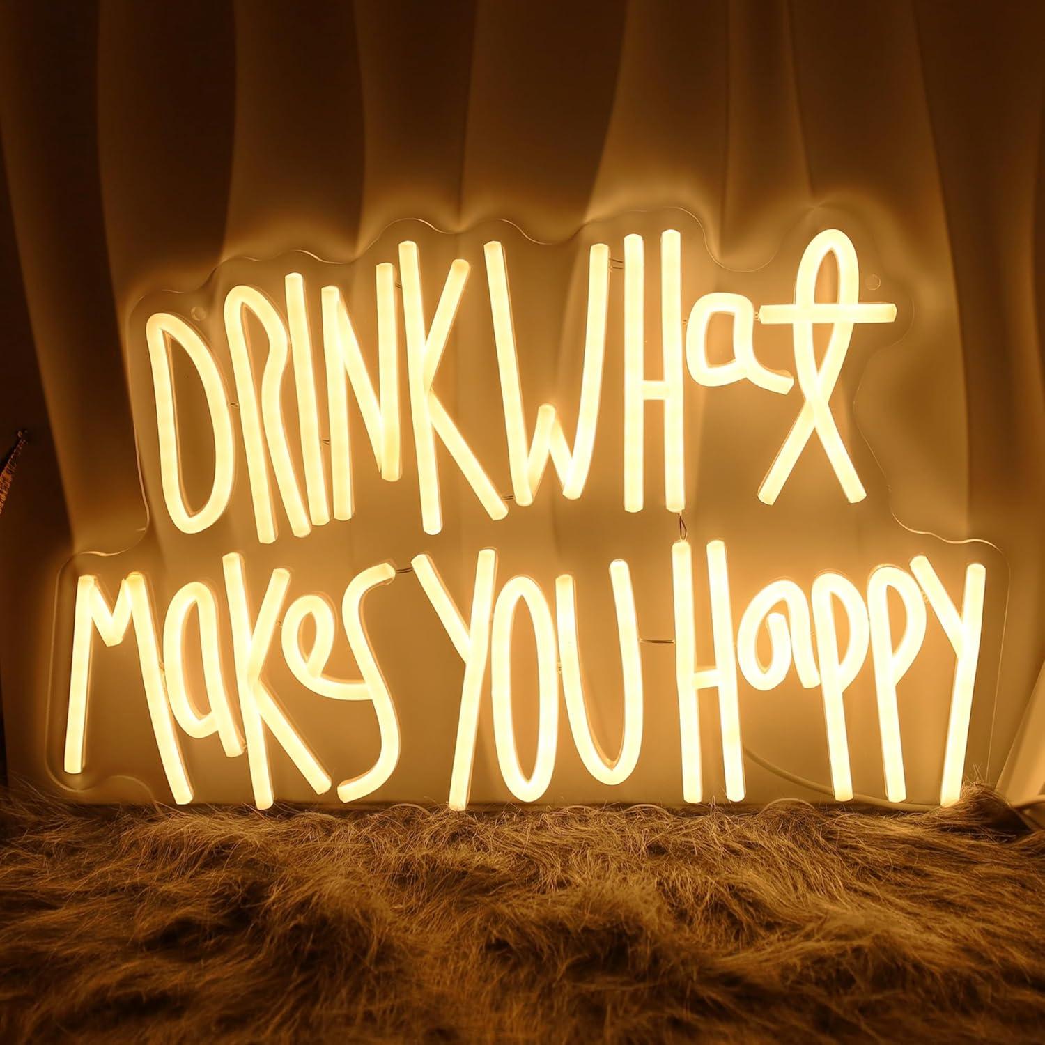 Happiness Phrase Neon Sign vs. 16.8x10.8 LED Bar: Surprising Party ...